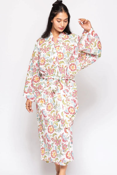 Robe - Sevya Handmade - Reva Block Print Kimono – Bath Junkie Houston